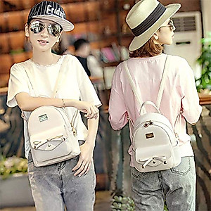 Fayland Women Teens Girls Leather Backpacks Purses Convertible Shoulder Bag Off-White