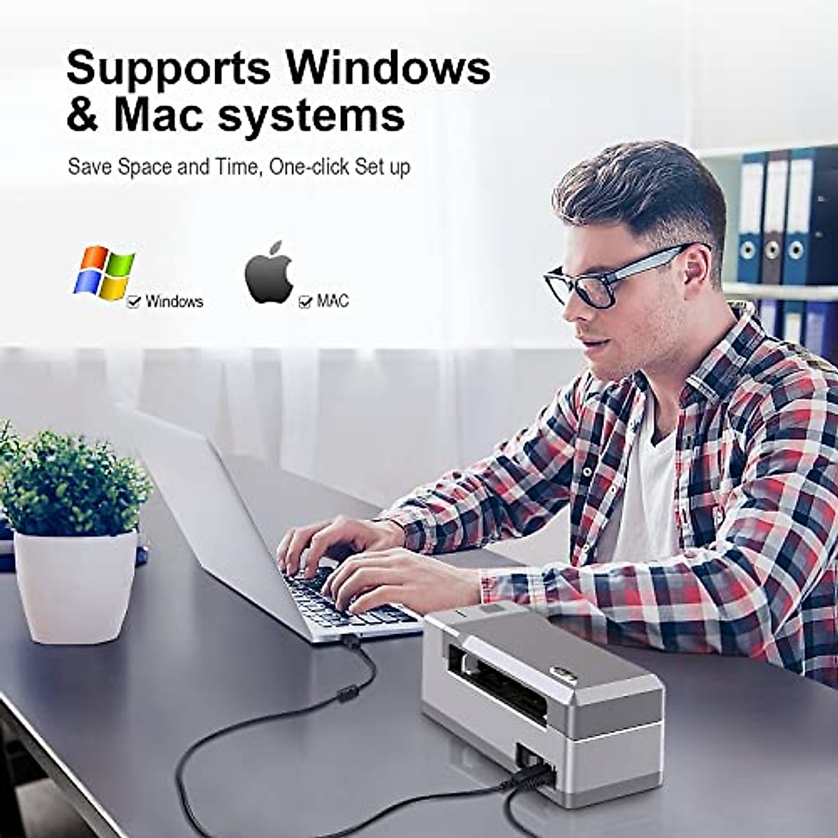 Tordorday USB Thermal Label Printer for Shipping Packages, 4x6 Thermal Labels (2 Rolls)