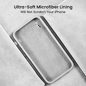 FireNova Designed for iPhone XR Case, Silicone Upgraded [Straight Edge] & [Camera Protecion] Phone Case with Soft Anti-Scratch Microfiber Lining, 6.1 inch, White