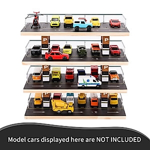 Saichotoy Hot Wheels & MatchBox Display Case, 1/64 Scale Diecast Toy Car Storage, Parking Garage Diorama - Freestanding Storage with 4 levels 24 spots maximum 40 cars