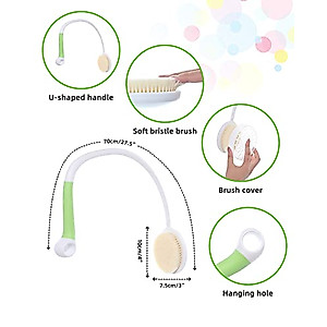 Fanwer 27.5" Back Scrubber for Shower,Back Brush with Long Hnadle for Shower,Shower body Scrubber-Shower Bath Brush for Limited Mobility Men Women