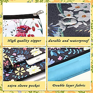 3 Pcs Book Floral Sleeve Cute Book Covers Book Protector Book Pouch Fabric Book Cover Protector with Zipper for Book Lovers Washable, Medium 11 Inch x 8.7 Inch