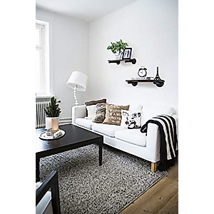 Mkono Floating Shelves Wall Mounted Industrial Shelves Rustic Wood Wall Shelf with Pipe Brackets Set of 2 Storage Shelving Farmhouse Home Decor for Bathroom Living Room Kitchen Office