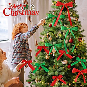 FEBSNOW 4 Rolls 100 Yards Christmas Ribbon, 0.6 Inch and 0.8 Inch Wide Holiday Red Green Satin Ribbons for Xmas Gifts Wrapping and Craft Decoration