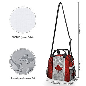 Lunch Box Women Boys Girls Canada Flag Lunch Bag Insulated Thermos Tote with Water Bottle Holder & Removable Shoulder Strap for Back to School Travel Work