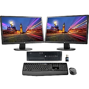 HP EliteDesk 6300 SFF, i5, 8GB, 256GB SSD, Win 10, 2 24" Monitor, Wireless Keyboard WiFi (Renewed)