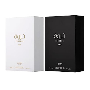 Tharwah Gold & Silver EDP - Eau De Parfum Unisex 100ml(3.4 oz) | Mint, Bergamot Clary Sage, Lavender Cedarwood, Musk, Vetiver, Jasmine | by Lattafa Perfumes