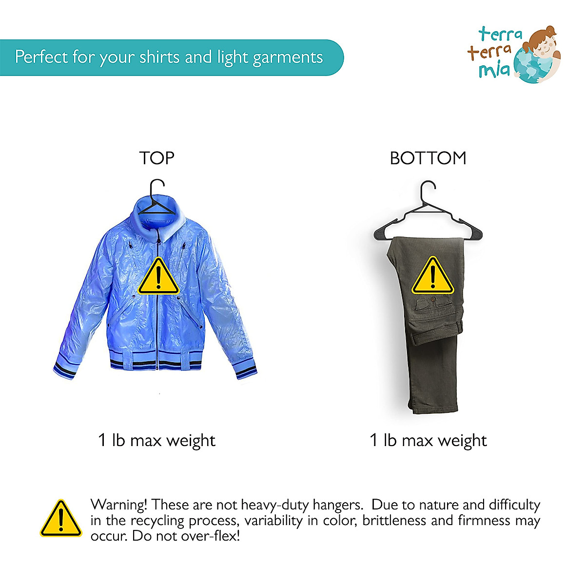 Eco-Friendly Slim Clothing Hangers for Light-Weight (Max 1lb) Clothes Made from 100% Recycled Post Consumer Plastic (Black/Grey, 20 Pack)