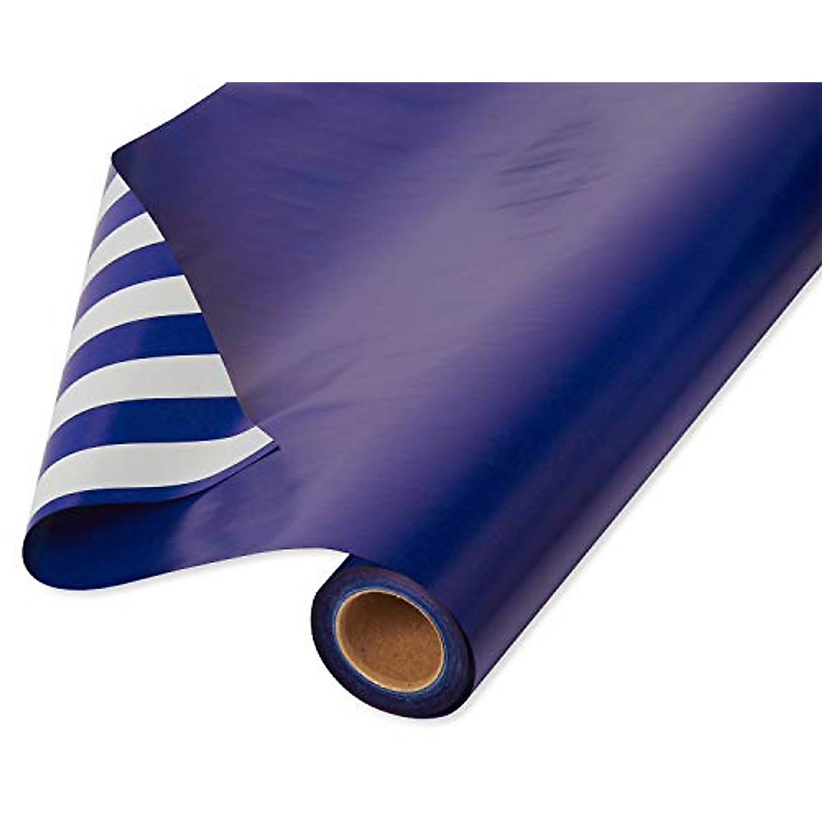 American Greetings Reversible Wrapping Paper Jumbo Roll for Birthdays, Mother's Day, Father's Day, Graduation and All Occasions, Navy and Stripes (1 Roll, 175 sq. ft.)