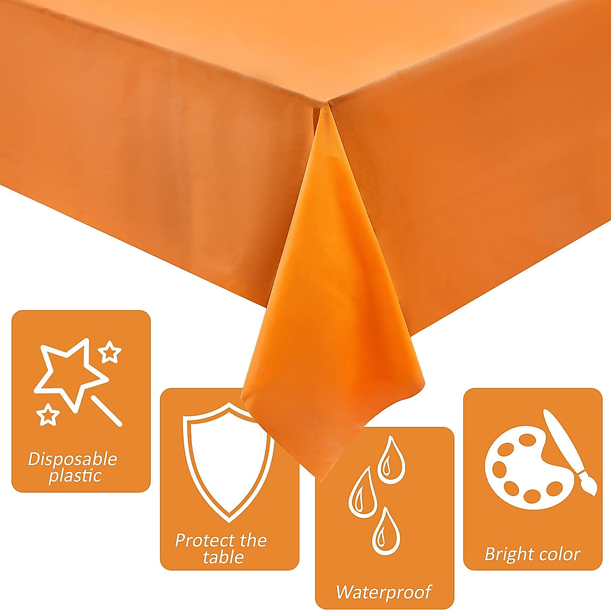 Patelai 12 Pcs Thanksgiving Disposable Plastic Tablecloth Fall Tablecloth for Rectangle Tables Waterproof Table Cover for Thanksgiving Fall Party Decoration, 54 x 108 Inch (Orange,Yellow,Brown)