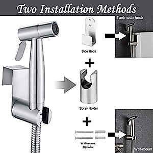 Handheld Bidet Sprayer Kit, Frap Stainless Steel Brushed Nickel Sprayer Toilet Bathroom Shower Head with 59-inch Hose and Wall Bracket Holder 3 Set(Note: linker not T valve Included)
