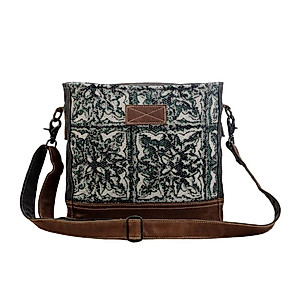 Myra Bag Labyrinthian Small & Crossbody Bag Upcycled Cotton & Leather S-2869