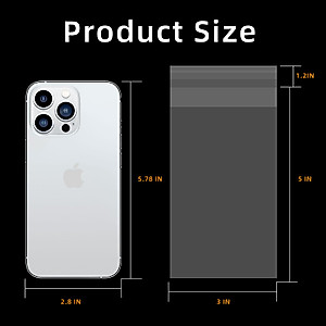 ANZNKU 300 Pcs 3x5 Inches 2.8 Mils Clear Cellophane Bags, Self Sealing Adhesive Cellophane Bags, Resealable Cellophane Treat Bags, Clear Plastic Cello Bags for Packaging Gifts, Cookies, Candy, Favors