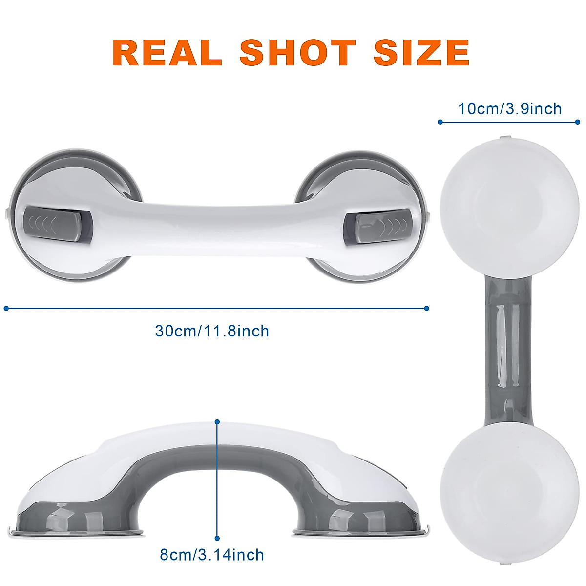 BUBEHYMY 2 Pack Shower Handle, 12 inch Grab Bars for bathtubs and Showers for Handicap, Mother, Elderly Seniors Assistance Products Baby Shower Handle Safety Cup Grip Non Slip Handicap