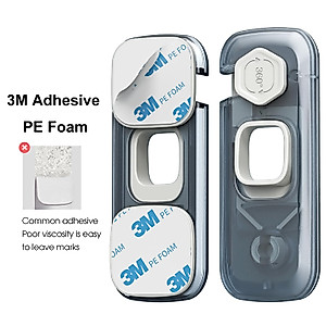 5 Pack Child Proof Refrigerator Lock, QYESWHSR Fridge Locks for Kids with Sticky Adhesive Pads, Child Safety Locks for Doors, RV Refrigerator, Oven Lock Child Safety Baby Cabinet Locks - Clear Updated