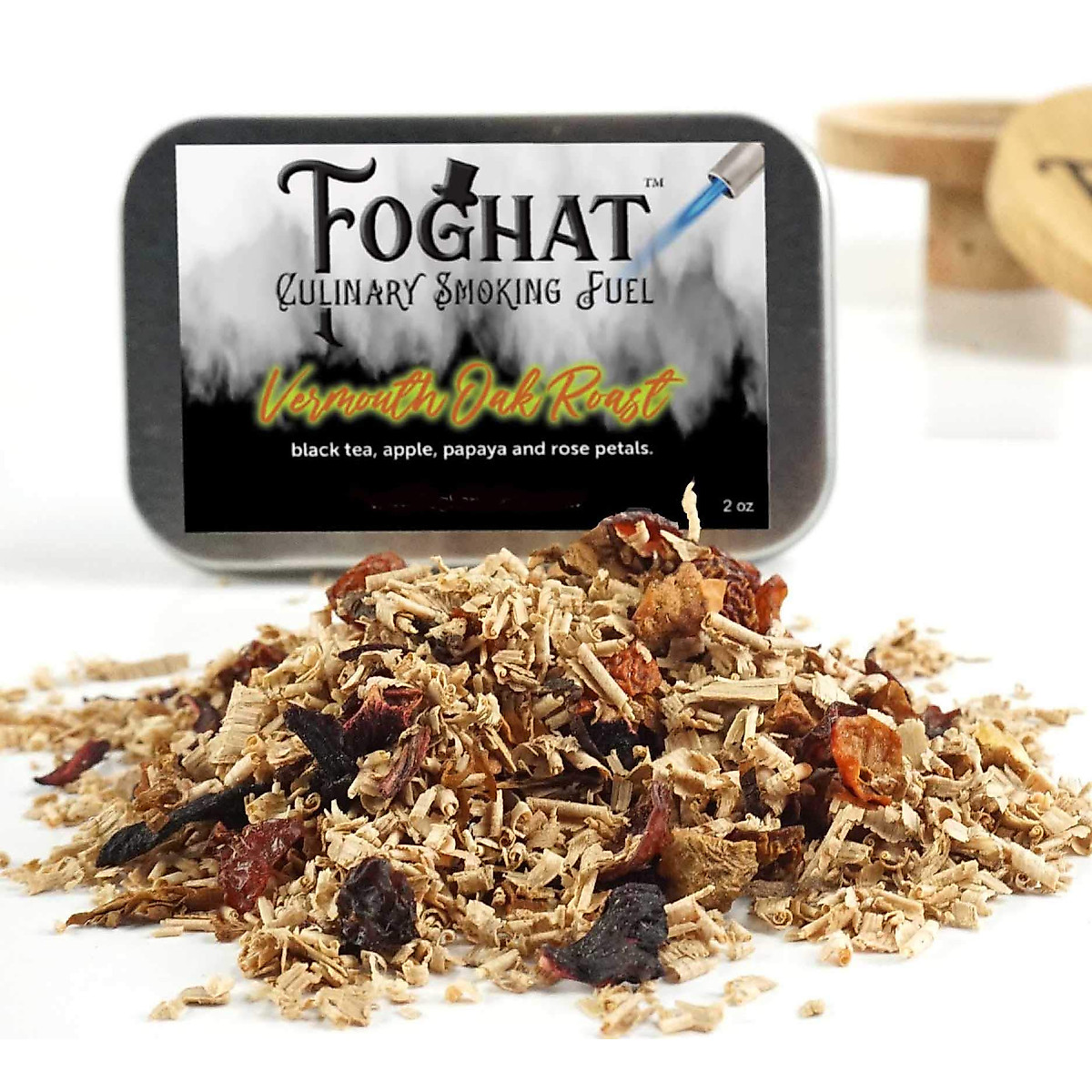 Foghat Cocktail Smoker Wood Chips - 4oz Vermouth Oak Roast Shavings for Smoker, Whiskey & Drink Infuser Kit - Culinary Wood Smoking Chips for Hand Held Food Smoke Gun & Bourbon Drink Glass Smoker