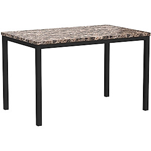 Roundhill Furniture Noyes Metal Dining Table with Laminated Faux Marble Top