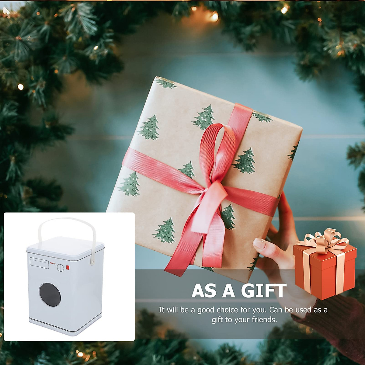 Washing Machine Shape Candy Storage Box Food Storage Containers with Lid Multigrain Storage Tin Canister Bin Sundries Holder Decor