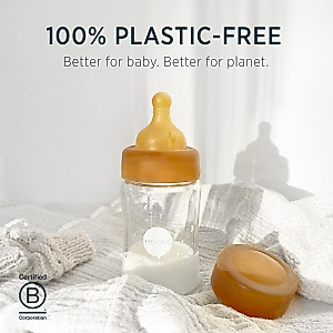 HEVEA Wide Neck Baby Bottle Cap - Glass Bottle Cap Single-Pack - 100% Natural Rubber 0+ Months, Free from Plastic, BPA, and Phthalates