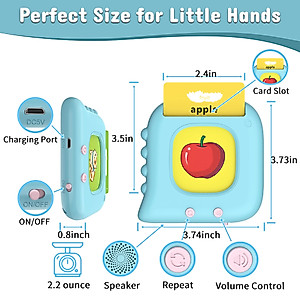 Pocket Speech Therapy Materials Toys for Toddlers 1-6, 510 Sight Words Learning Toy Talking Flash Cards, Autism Sensory Toys, Learning Resource Montessori Preschool Educational Toys, Boy Birthday Gift