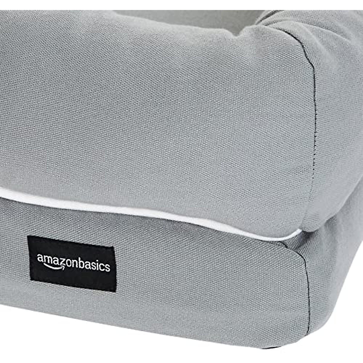 Amazon Basics Lounger Sofa Couch Style Pet Bed with Memory Foam, Bolsters, and Removable Cover for Dog or Cat, Small, Grey, 25 in x 20 in x 6.5 in