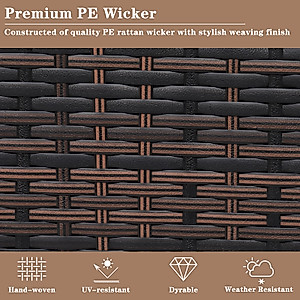 BAYUELSWU 33Gallon Outdoor Wicker Storage Bench with Removable Cushion, Waterproof PE Rattan Deck Box with Handles for Patio Furniture Cushions, Toys and Garden Tools (Brown)