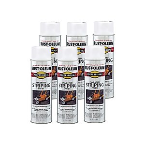 Rust-Oleum 2593838-6PK Professional Inverted Striping Spray Paint, 18 oz, White, 6 Pack