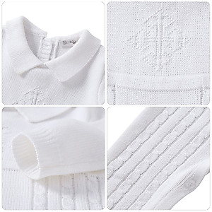 Booulfi Baby Boy's Christening Baptism Outfits Suit with Hat，Cross Detail