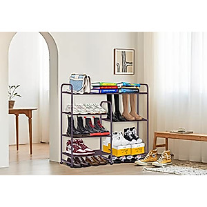 MISSLO Boot Shoe Rack for Closet Shoe 0rganizer 4 Tier Shoe Storage Shelf fits 20-Pair Sneakers for Garage, Entryway, Bedroom Floor, Bronze