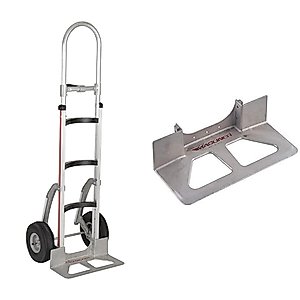 Magliner Aluminum Hand Truck with Curved Frame, 60" Handle, 500 lb Capacity + 18" x 7-1/2" Aluminum Nose Plate