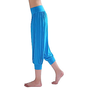 LKXHarleya Women Modal Harem Yoga Pants Loose Casual Fold Over Pilates Capri Pants Yoga Pants