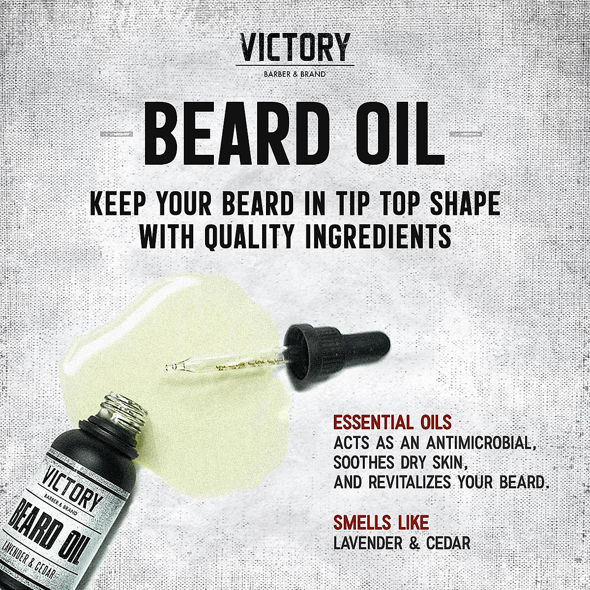 Victory Barber & Brand Beard Oil | End Beardruff with Moisturizing Conditioner for Men | Get Beard Envy | Lightly Scented with Cedar and Lavender | Made in the USA