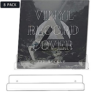 Cerpourt 8 Pack 12'' Clear Vinyl Record Display Shelf,Acrylic Album Vinyl Record Holder Wall Mount and Display Your Favorite LP Records in Style