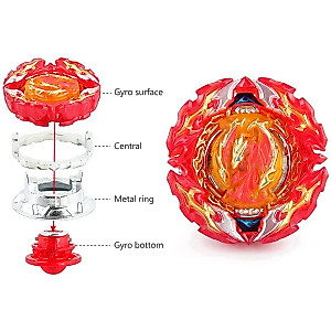 MECHGYRO Metal Fusion Blade Blade Set Bay Burst Sword Launcher LR Gyro DB B-191-2 Prominence Phoenix Tapered Metal Universe-10 Bey Battling Top Toys Left Right Launcher Grip Bay Blades 8-12 Boys' Gift