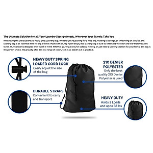 ROYAL BLUE Laundry Bag Heavy Duty w/Shoulder Strap, 22" x 28", Child Size, Small for Cruise, Water Resistant, Holds 2 Loads or 35 lbs, Dorm, Store Blankets, Yarn, Fabric & Clothes