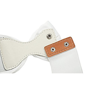 Meta-U Women Flower Elastic Wide Waist Belt (black bow & white bow)