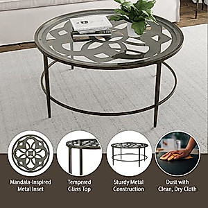 Hillsdale Marsala Metal Coffee Table, Gray with Brown Rub