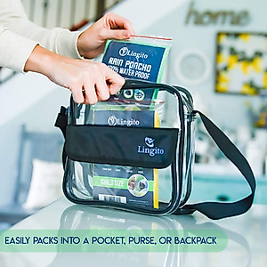 Lingito Rain Ponchos Family Pack | 12-Piece Emergency Drawstring Hood Poncho for Children and Adults | Lightweight Reusable or Disposable