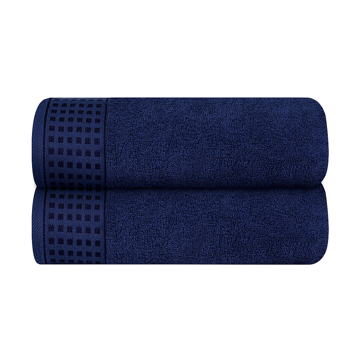 GLAMBURG 100% Cotton 2 Pack Oversized Bath Towel Set 28x55 Inches, Ultra Soft Highly Absorbant Compact Quickdry & Lightweight Large Bath Towels, Ideal for Gym Travel Camp Pool - Navy Blue