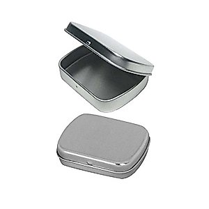 AKOAK 6 Pcs 2.4 x 1.7 x 0.6 Inches Rectangular Empty Hinged Tins Box Containers for First Aid Kit,Survival Kits,Storage,Herbs,Pills,Crafts and More