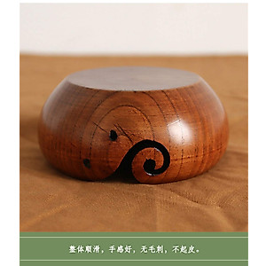 Joyeee 7.8 Inch Wooden Yarn Bowl Largest, 1 PCS Premium Knitting Storage Accessories & Supplies, Yarn Holder for Knitting and Crochet Yarn Winder, Handcrafted Yarn Ball Bowl Brown Box #04