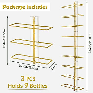 B4Life Wine Rack Wall Mounted, Golden Wall Wine Rack for Wine Bottles Wood Wine Racks for Wall, Wine Holder Wall Mounted Wine Bottle Racks for Kitchen,Dining Room,Bar (9 Wine Bottles)