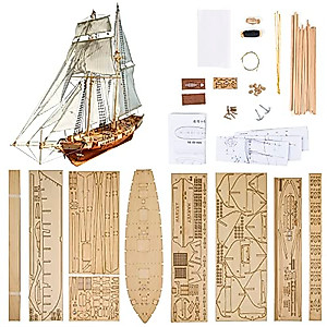 GAWEGM Ship Model Building Kits - Scale 1/96 Classics Antique Ship Model Harvey 1847 Wooden Sailboat DIY Hobby Boat