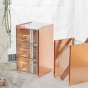 Moosy Life Moonlight Rose Gold Acrylic Accessory Drawer, 3 Spaces ML11