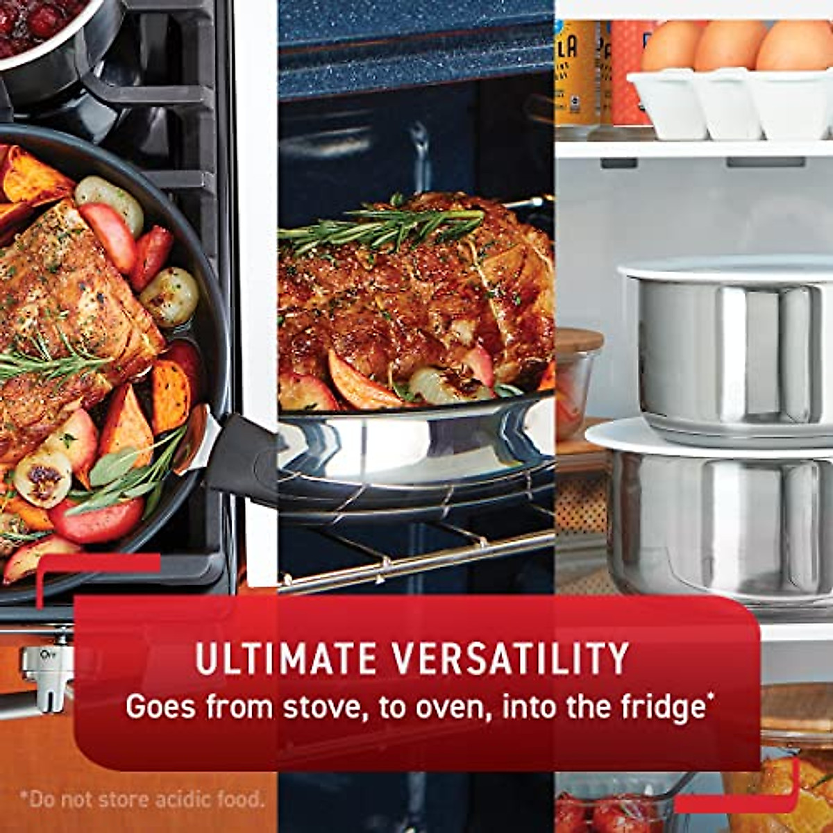 T-fal Ingenio Stainless Steel Cookware Set 13 Piece Induction Stackable, Removable Handle Pots and Pans, Dishwasher Safe Silver