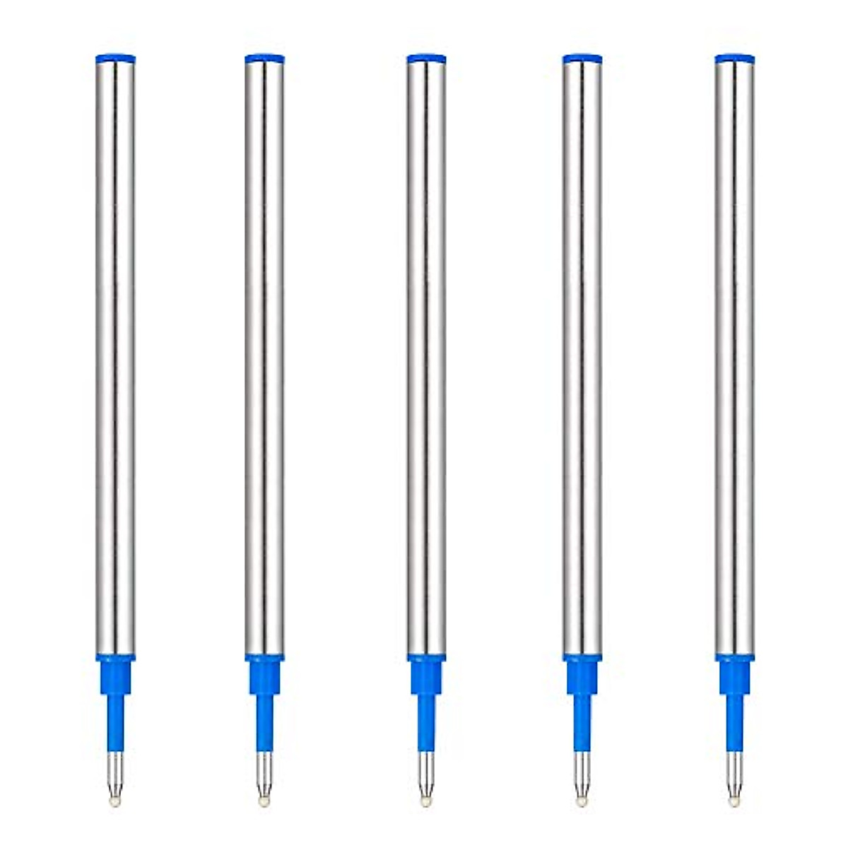 HeTaoCat Gel Rollerball Pen Refills, Roller Ball Fine Point 0.5mm, Black Ink Refill Pack of 5 - Replaceable Ballpoint Pen Refills Medium Point (Blue)