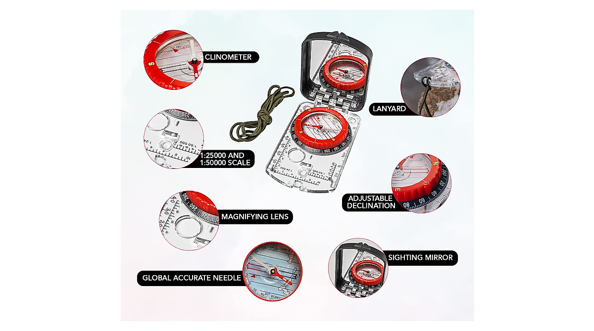 Adjustable Declination Compass for Scouts & Outdoor Navigation