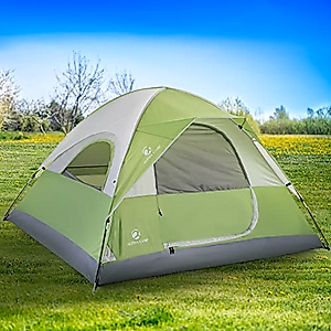 ALPHA CAMP 3/4 Person Camping Dome Tent with Carry Bag, Lightweight Waterproof Portable Backpacking Tent for Outdoor Camping/Hiking - 7' x 8' Green