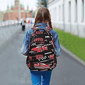 MFTJYO Cars Pattern Grunge Backpack Girls Boys School Book Bag Elementary Schoolbag Kids Bookbag College Travel Laptop Daypack Casual Rucksack with Reflective Strip