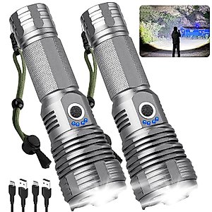 Rechargeable Flashlights High Lumens, 990,000 Lumens Super Bright LED Flashlight,Powerful Flash Light with 5 Modes, Waterproof flashlights for Camping Outdoor Emergency Hiking